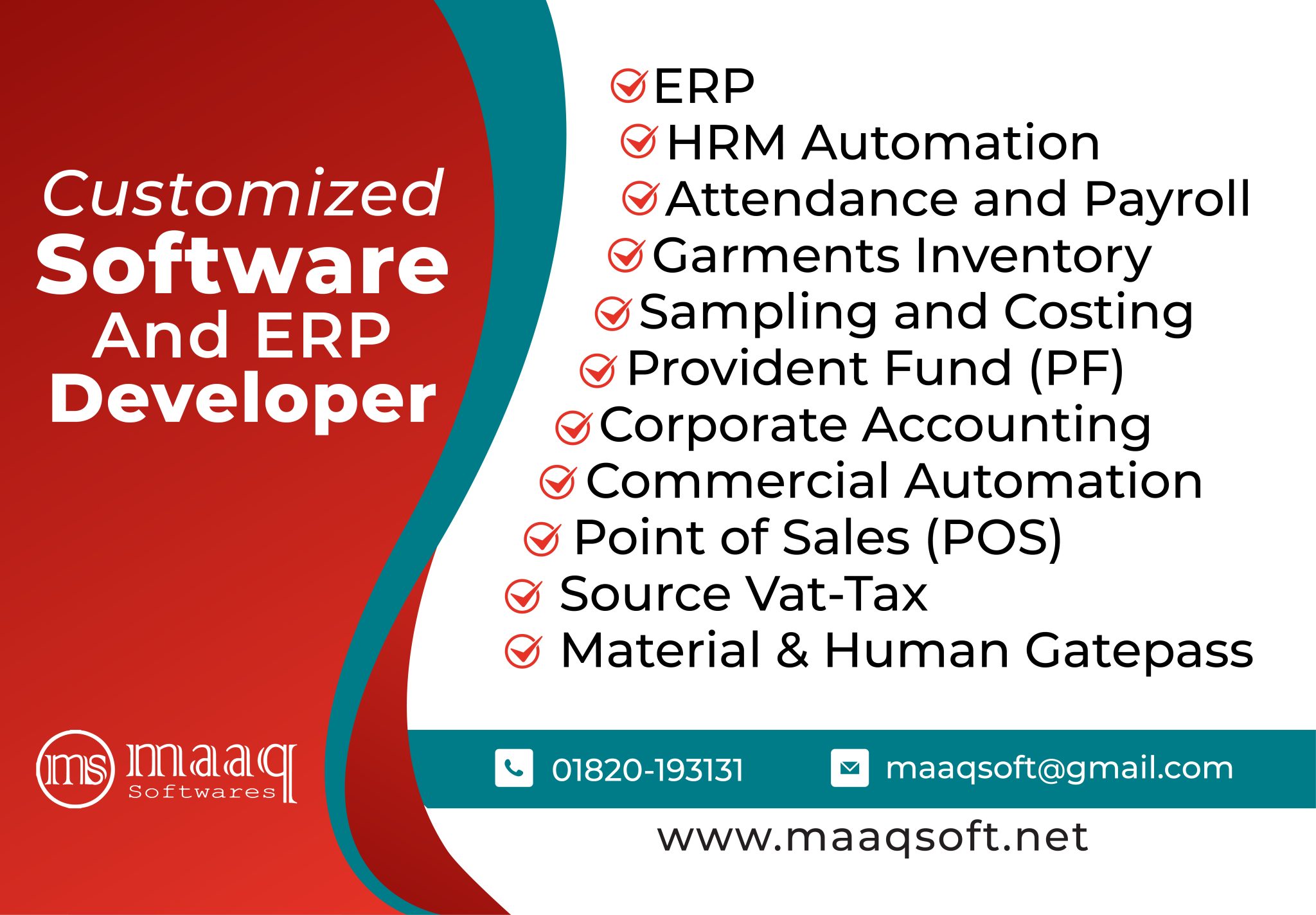 MAAQSOFT – CUSTOMIZED SOFTWARE AND ERP DEVELOPER